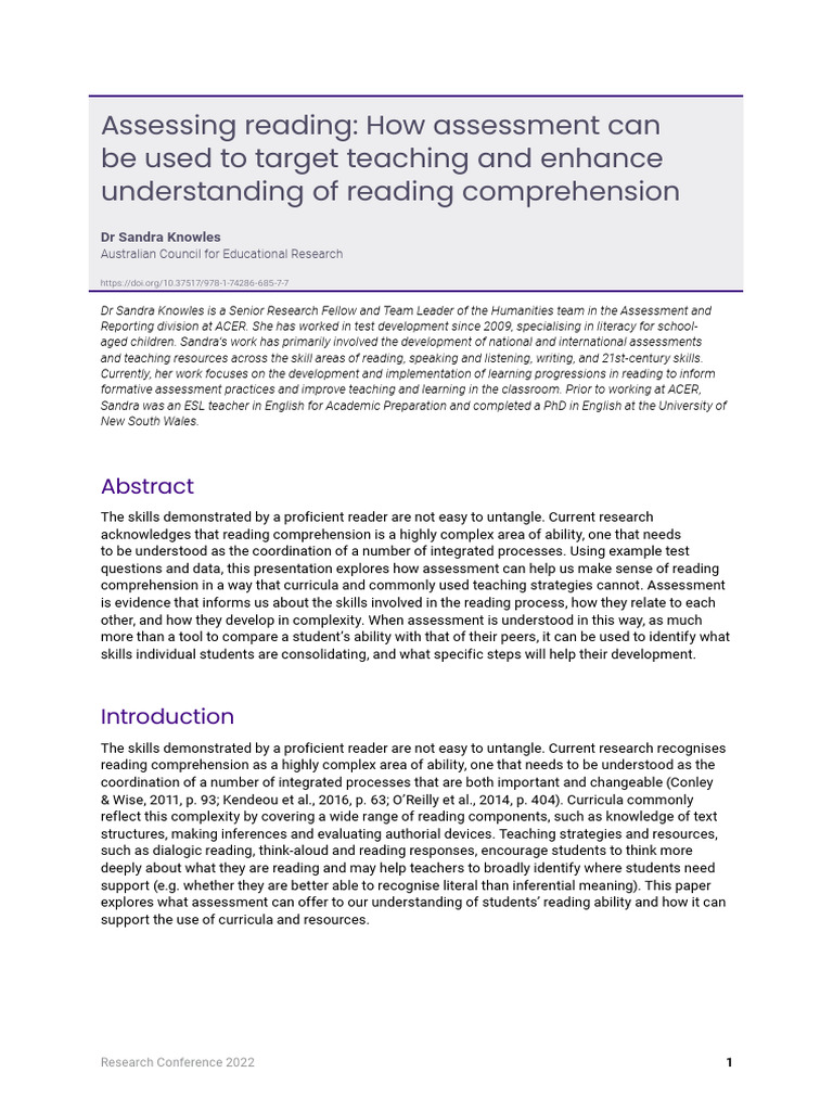 Enhancing Reading Comprehension Assessment | PDF | Reading ...