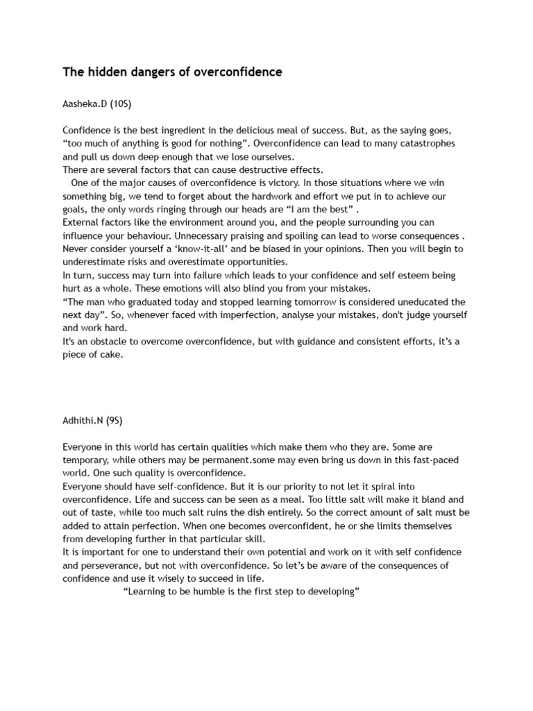 Risks of Overconfidence Explained | PDF | Social Psychology | Cognition