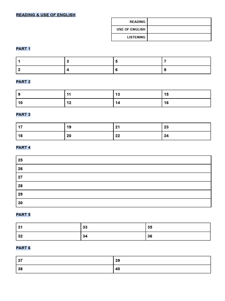 c1 Answer Sheet | PDF