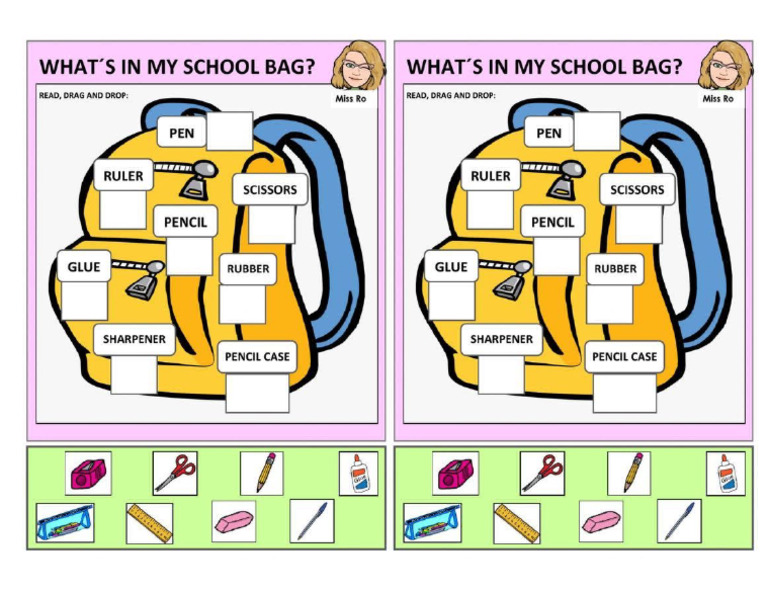 School Objects Worksheet | PDF