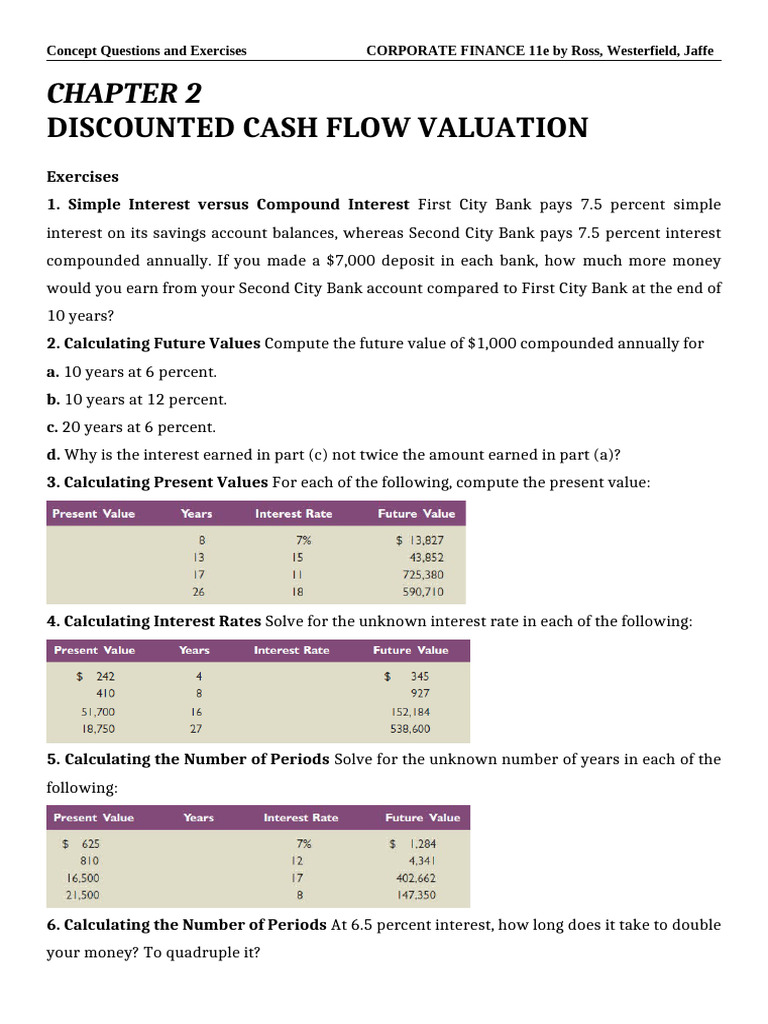 Chapter 2 - Time Value of Money - Questions Exercises | PDF | Present ...