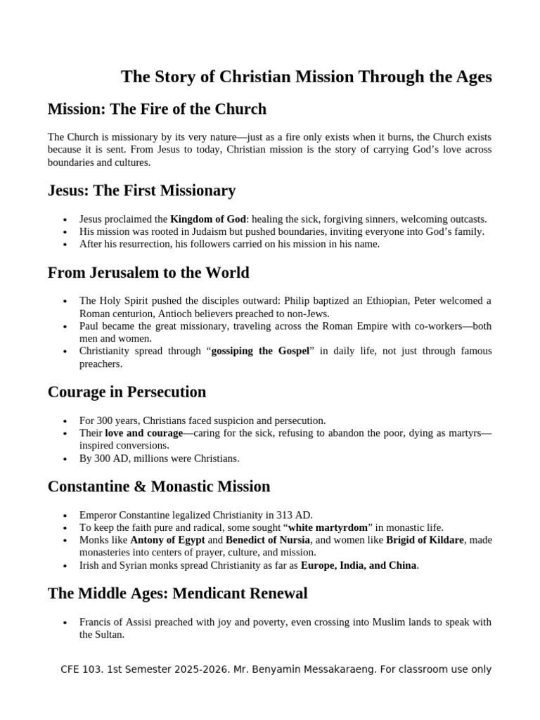 Handout The Story of Christian Mission Through The Ages | PDF ...