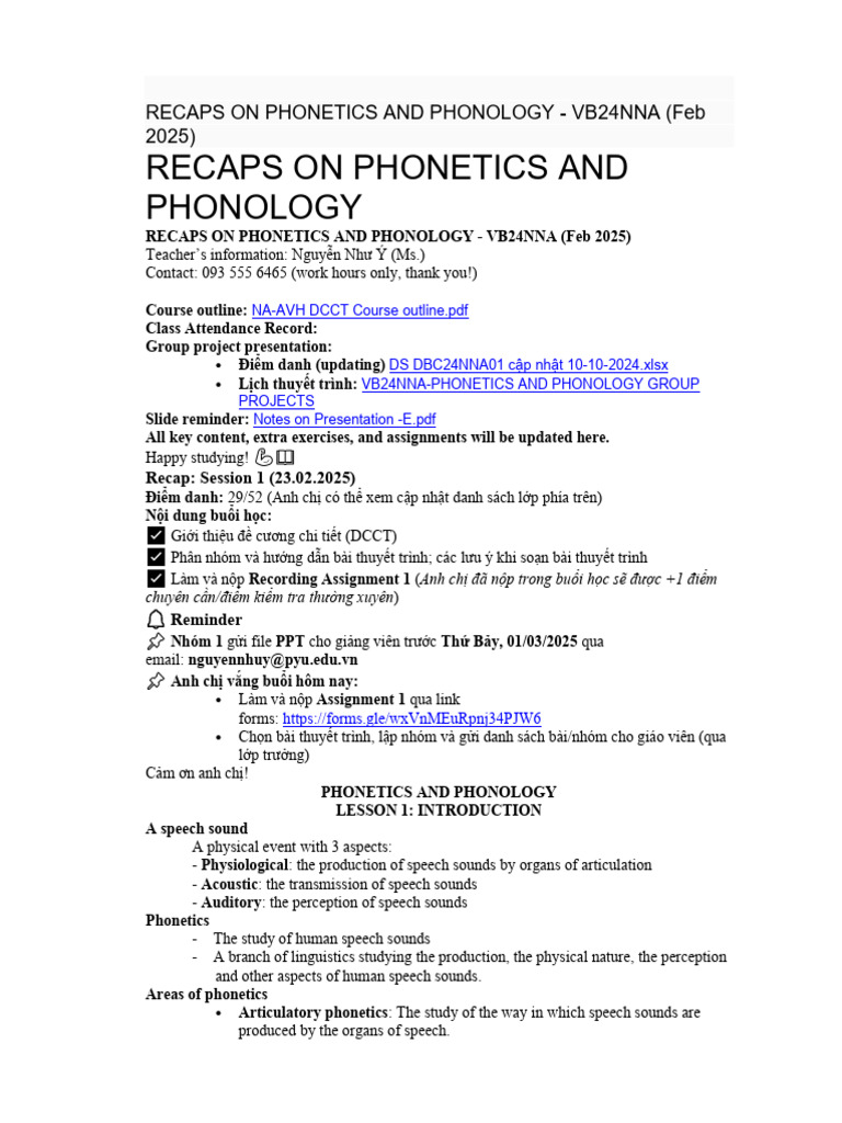 Phonetics and Phonology Recap VB24NNA | PDF | Phonetics | Human Voice