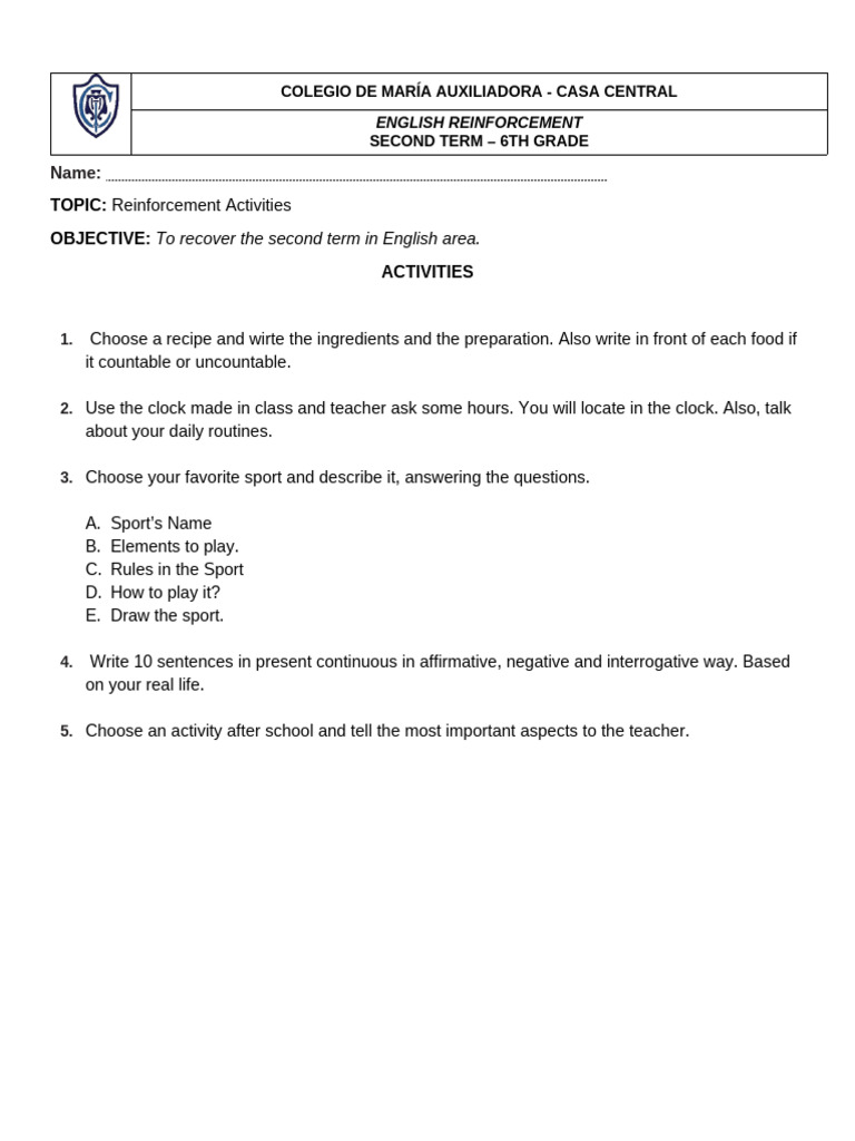 Reinforcement 6th - 2nd Term | PDF