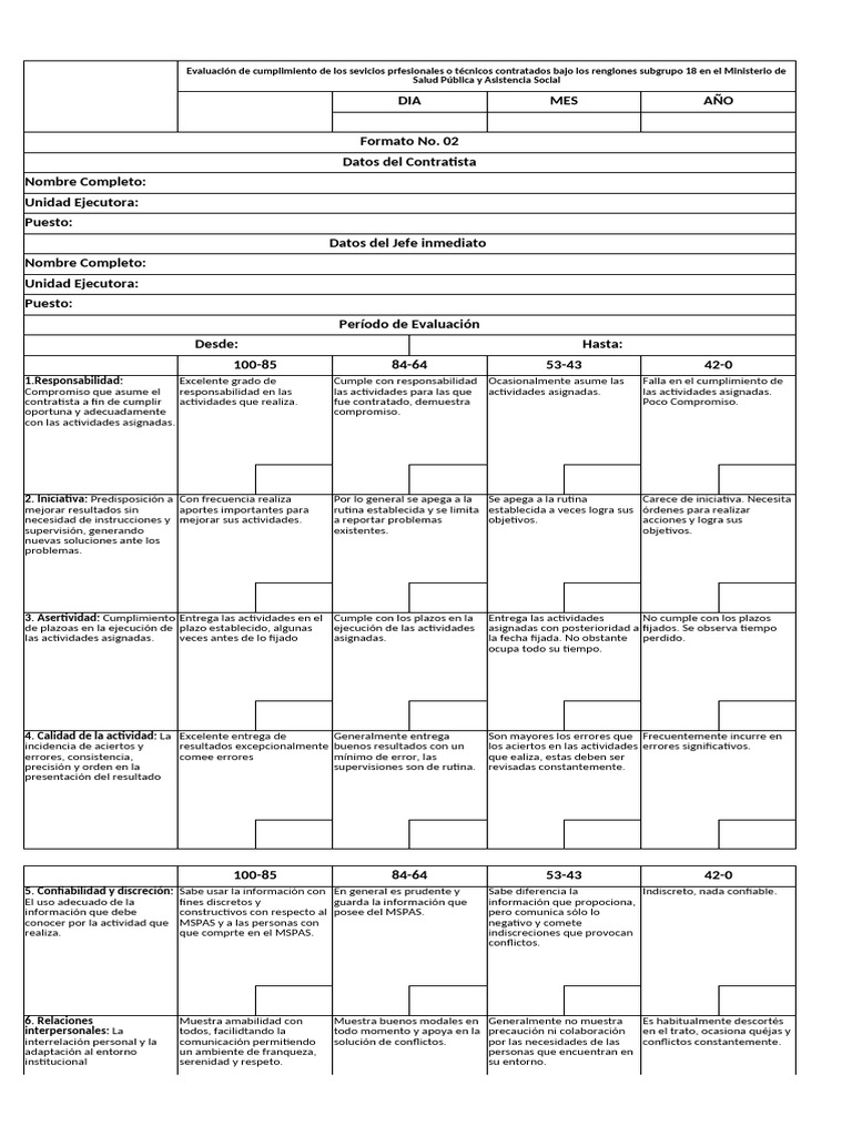 Evaluación de Contratistas en MSPAS | PDF