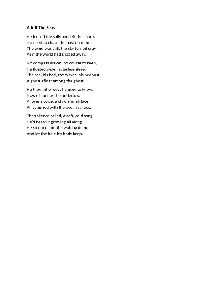 Adrift at Sea: A Poetic Journey | PDF