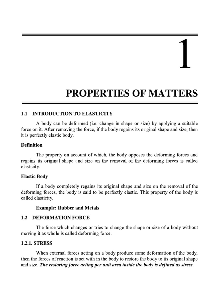 Unit - 1 Properties of Matter - Study Material | PDF