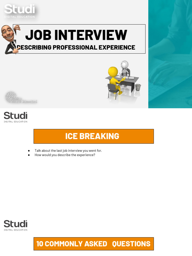 Job Interview - Describing Professional Experience | PDF | Chef | Job ...