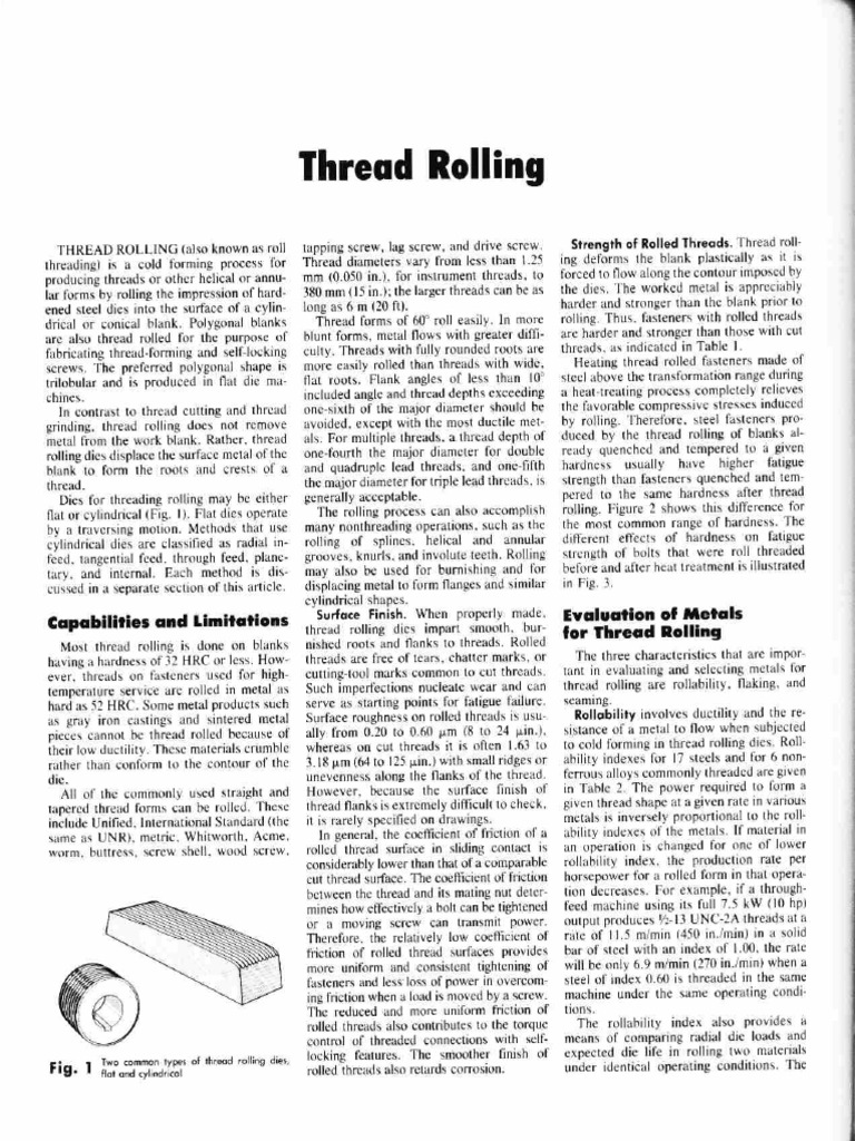 ASM Thread Rolling P277-292 | PDF