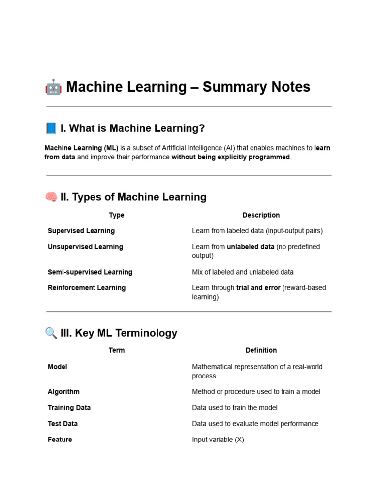 Notes For Machine Learning | PDF | Machine Learning | Multivariate ...