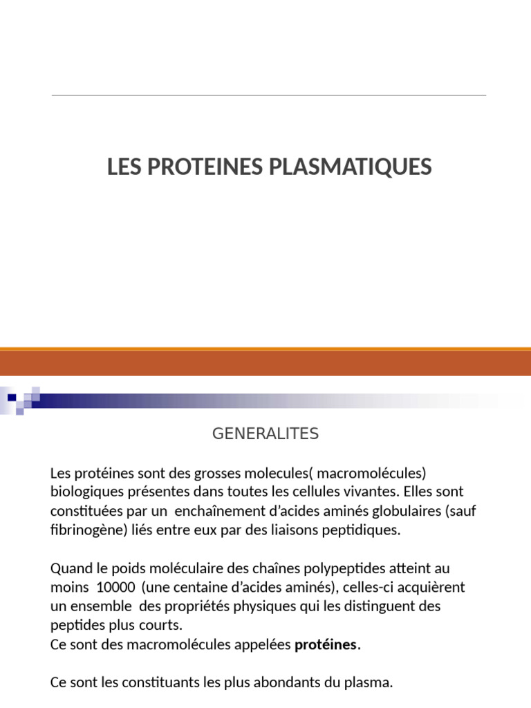 Proteines Plasmatiques Cours | PDF | Système du complément | Protéines