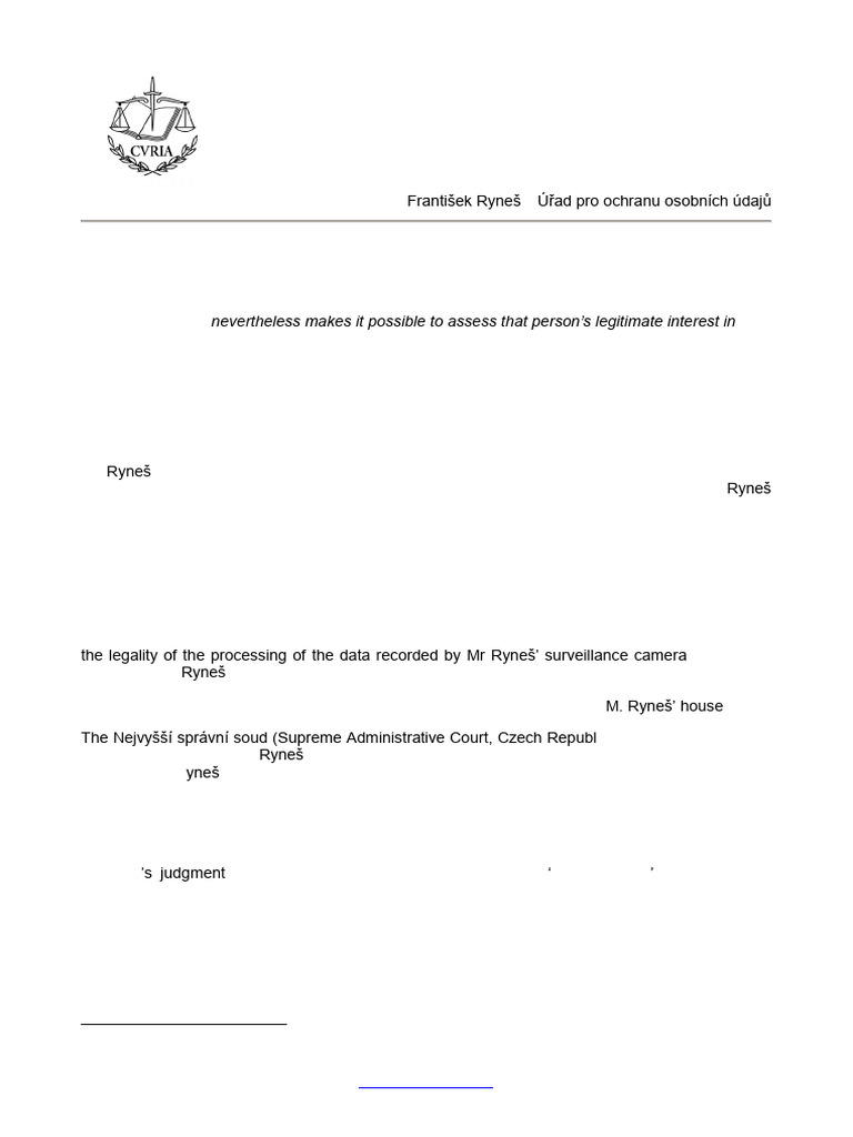 Rynes Vs Urad, December 11, 20924 (Court of Justice of Europian Union ...