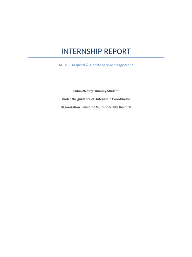 Hospital Management Internship Insights | PDF | Hospital | Health Care