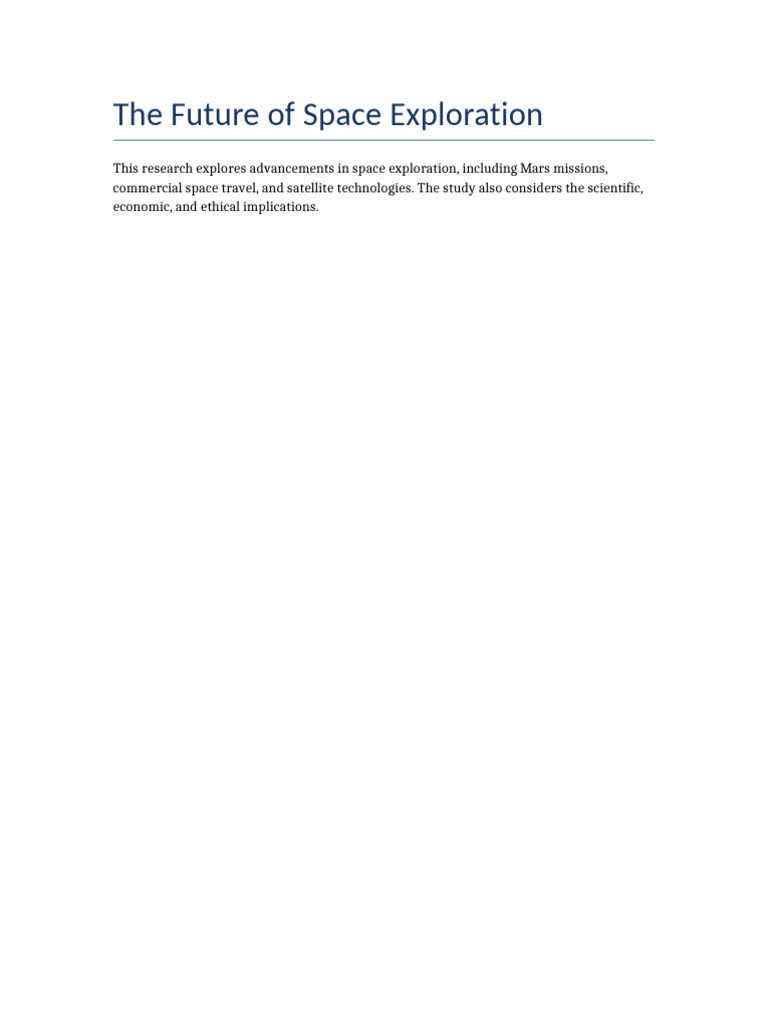 The Future of Space Exploration | PDF