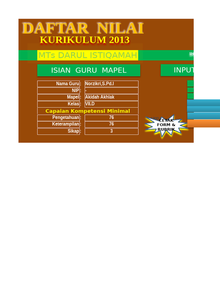 Aplikasi Raport MTs Darul Istiqamah | PDF