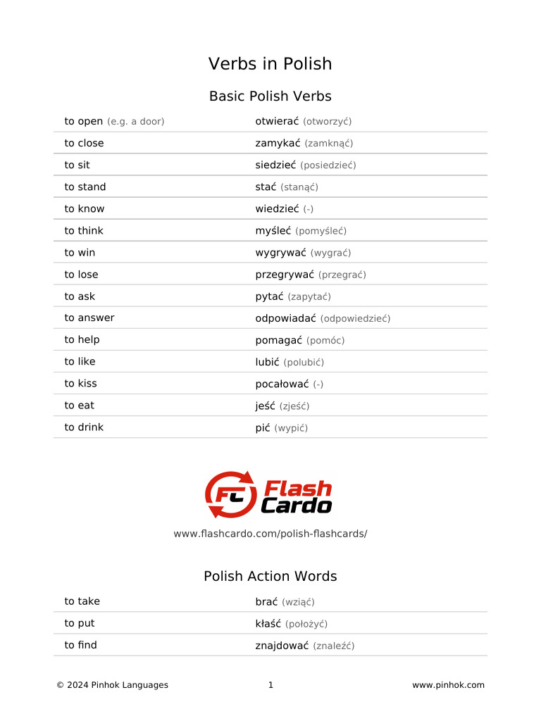 Polish Verbs | PDF