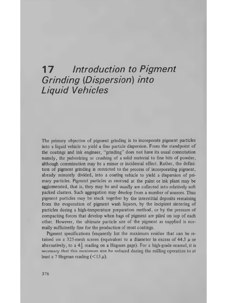 Pigment Dispersion Into Liquid Vehicles | PDF