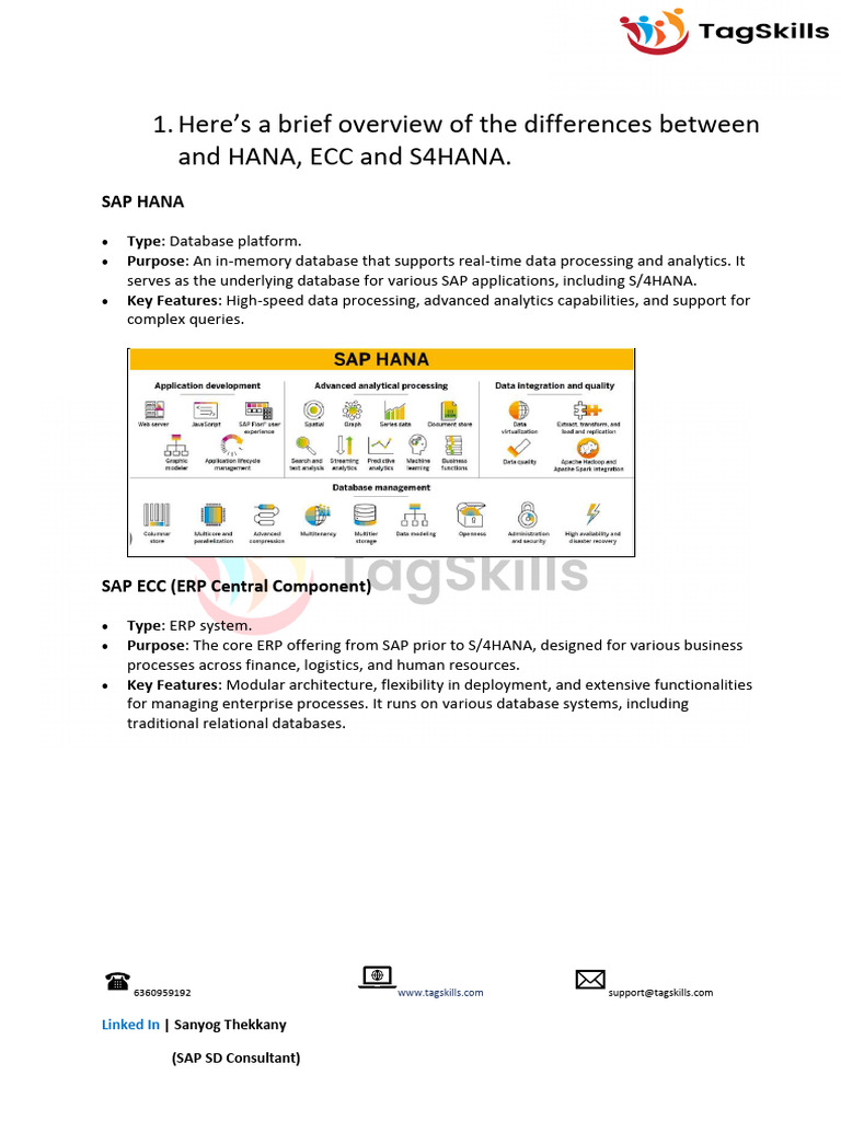 SAP ECC & SAP S4HANA Compa | PDF | Enterprise Resource Planning | Databases