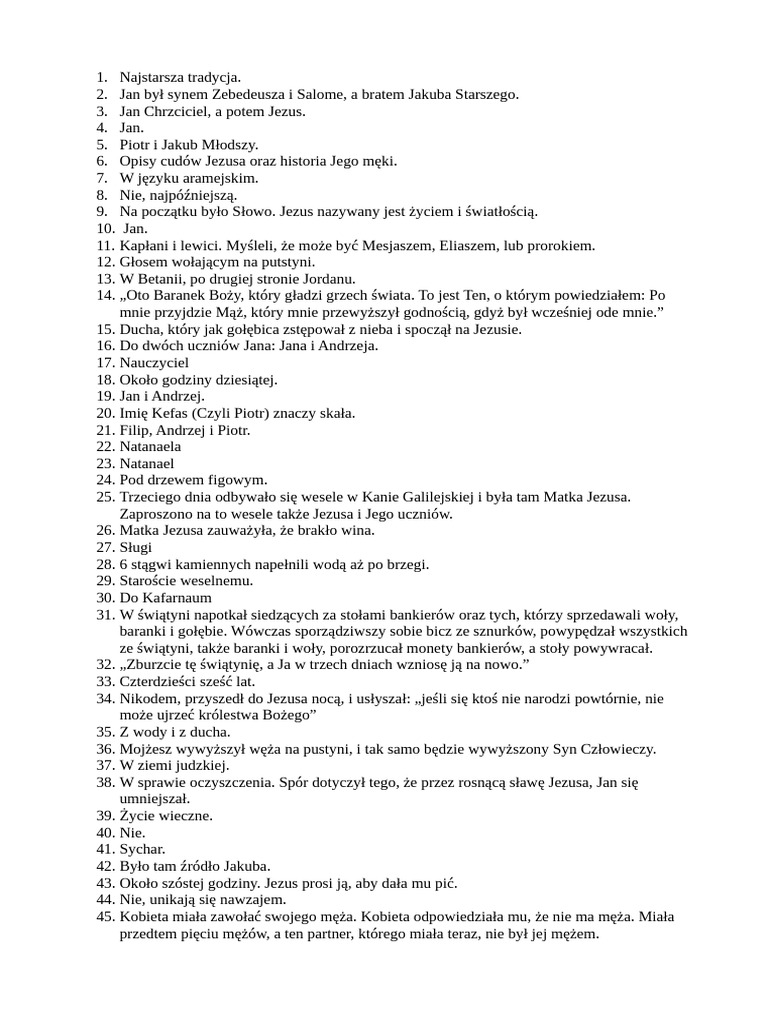 Odpowiedzi Na Pytania Do Konkursu | PDF