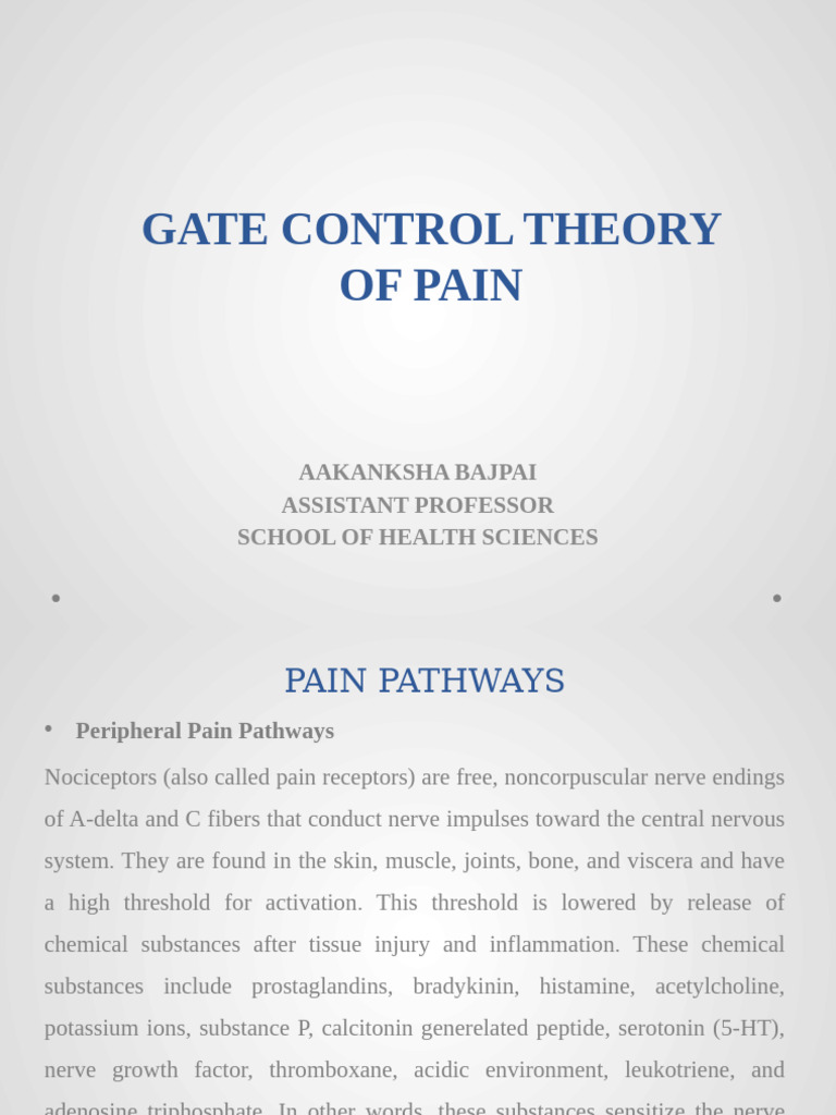 Theories of Pain | PDF | Pain | Axon