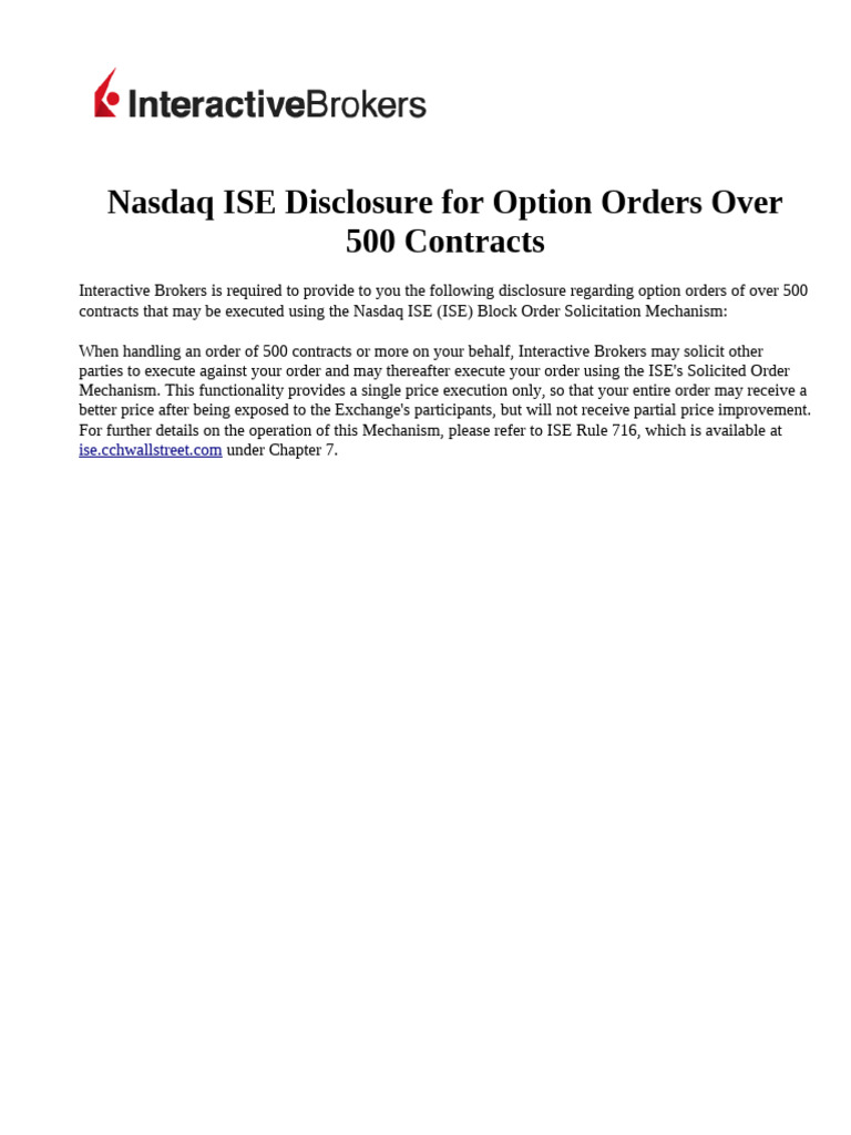 Nasdaq ISE Option Order Disclosure | PDF