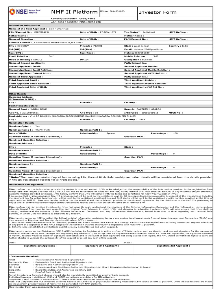 NMF II Investor Registration Form | PDF