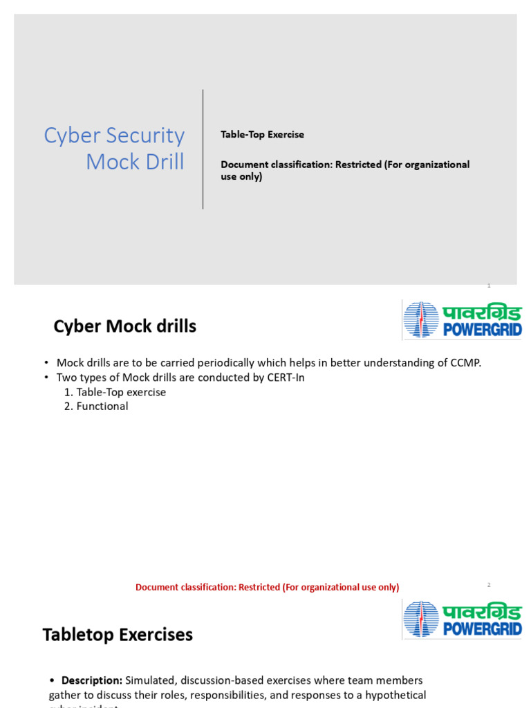 Cybersecurity Mock Drill Overview | PDF | Crisis Management | Computing