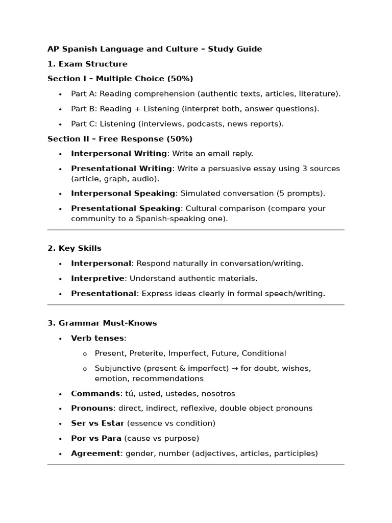 AP Spanish Language Study Guide | PDF | Syntax | Languages