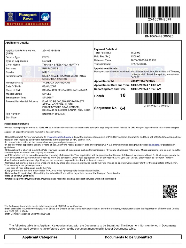 Online Application Receipt | PDF