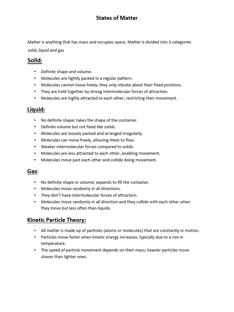 Complete Notes (States of Matter) | PDF | Gases | Liquids