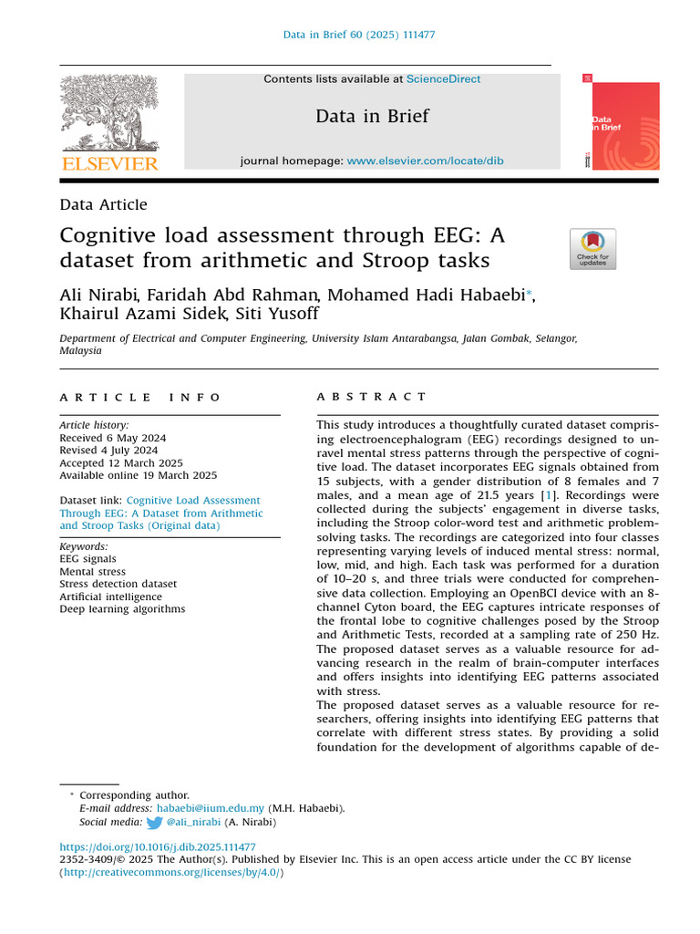 EEG Dataset for Cognitive Load Analysis | PDF | Electroencephalography ...