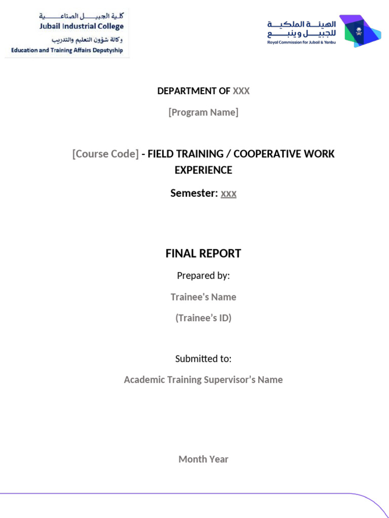 Field-Coop Training Final Report Template - New Template 0824 - Rev.2 ...
