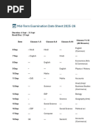 Class 10 Mid Term Datesheet 2025 26 | PDF