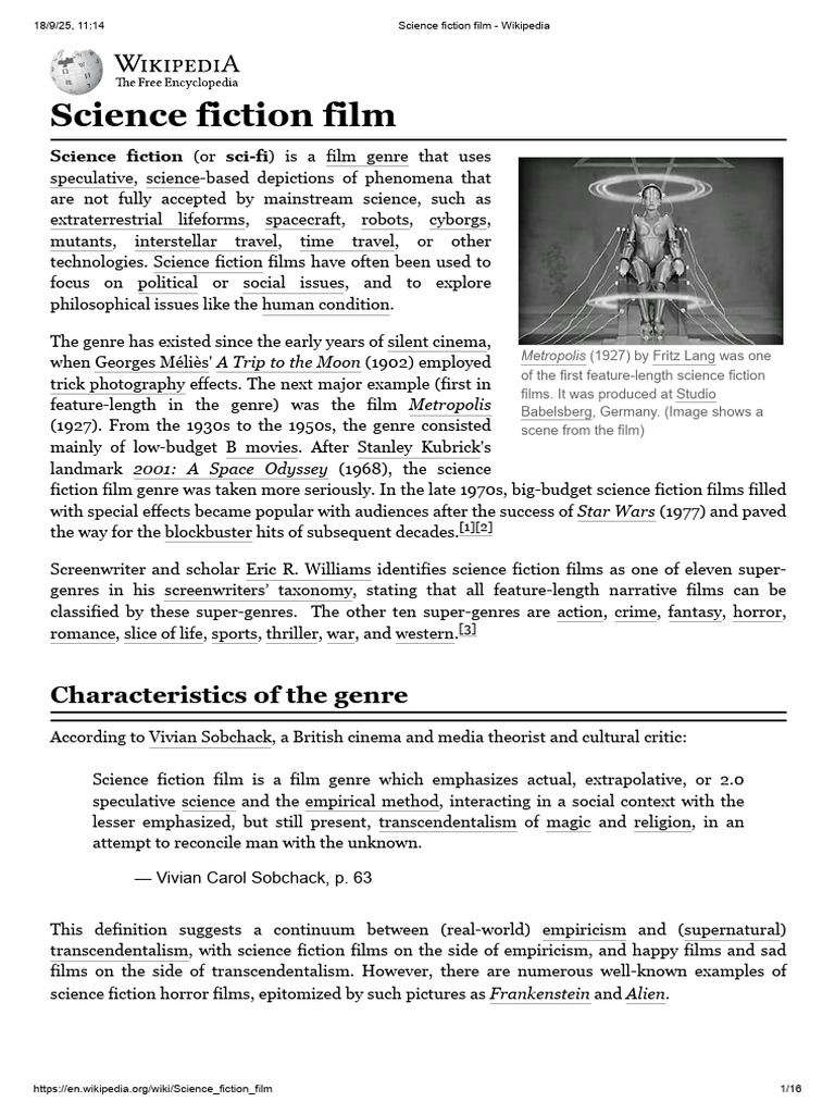 Science Fiction Film - Wikipedia | PDF