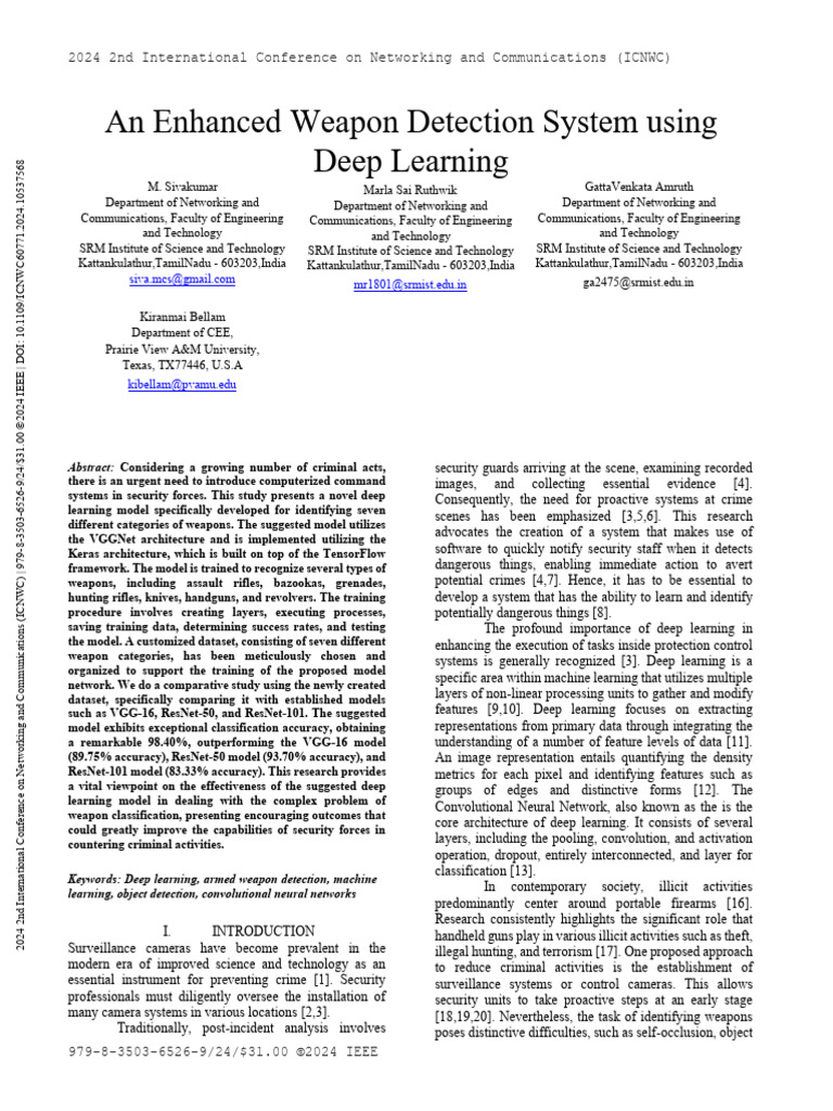Deep Learning for Weapon Detection System | PDF | Deep Learning ...