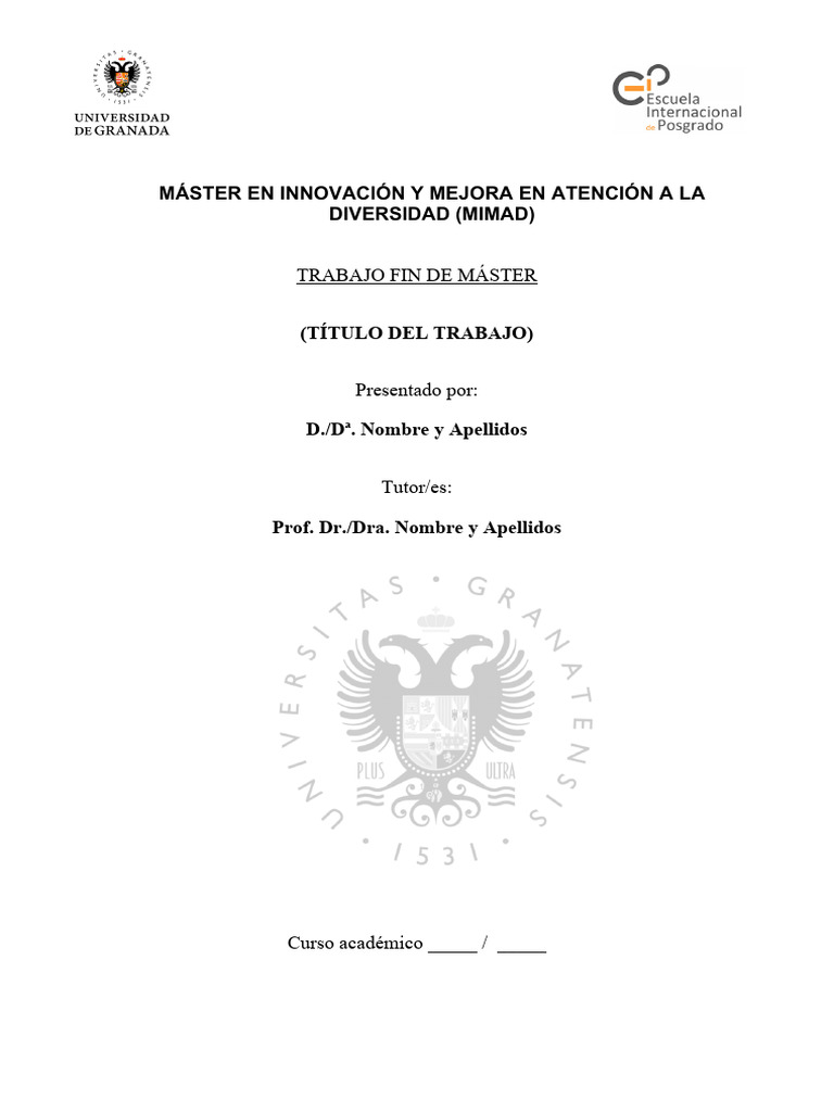 Portada y Formato TFM Otro Master | PDF | Informática