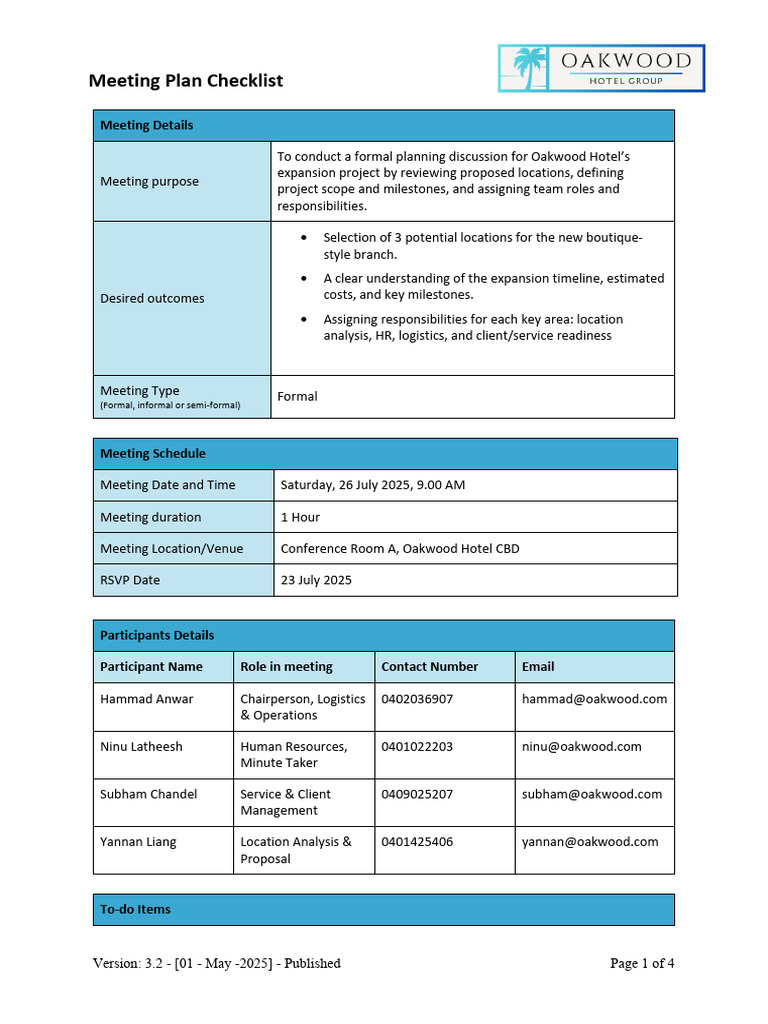 Meeting Preparation Checklist for Expansion | PDF