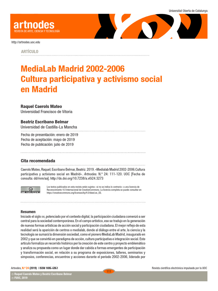 MediaLab Madrid: Activismo y Arte 2002-2006 | PDF | Madrid | Sociedad