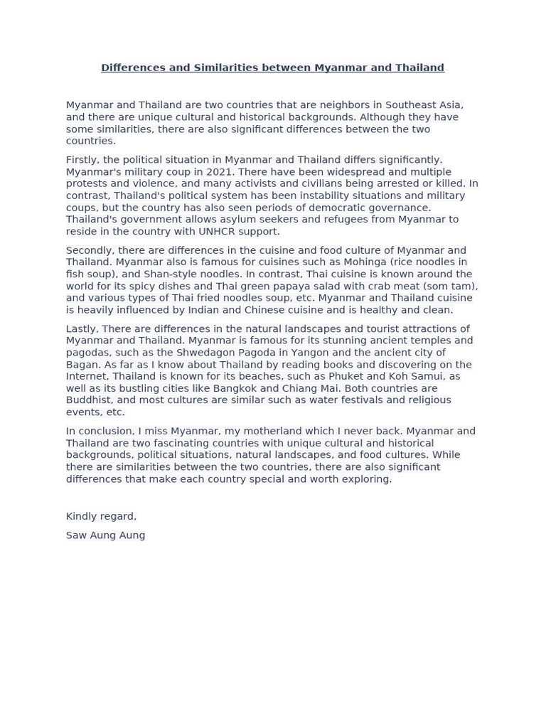 Myanmar and Thailand Essay | PDF