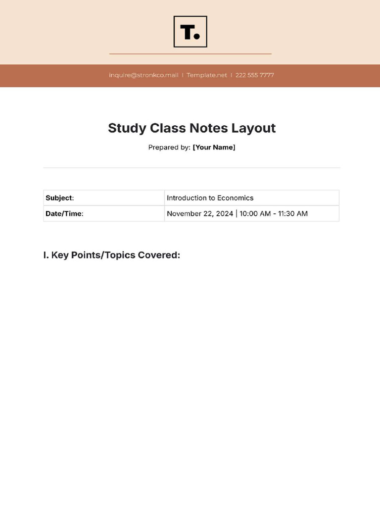 Study Class Notes Layout Template Edit Online | PDF