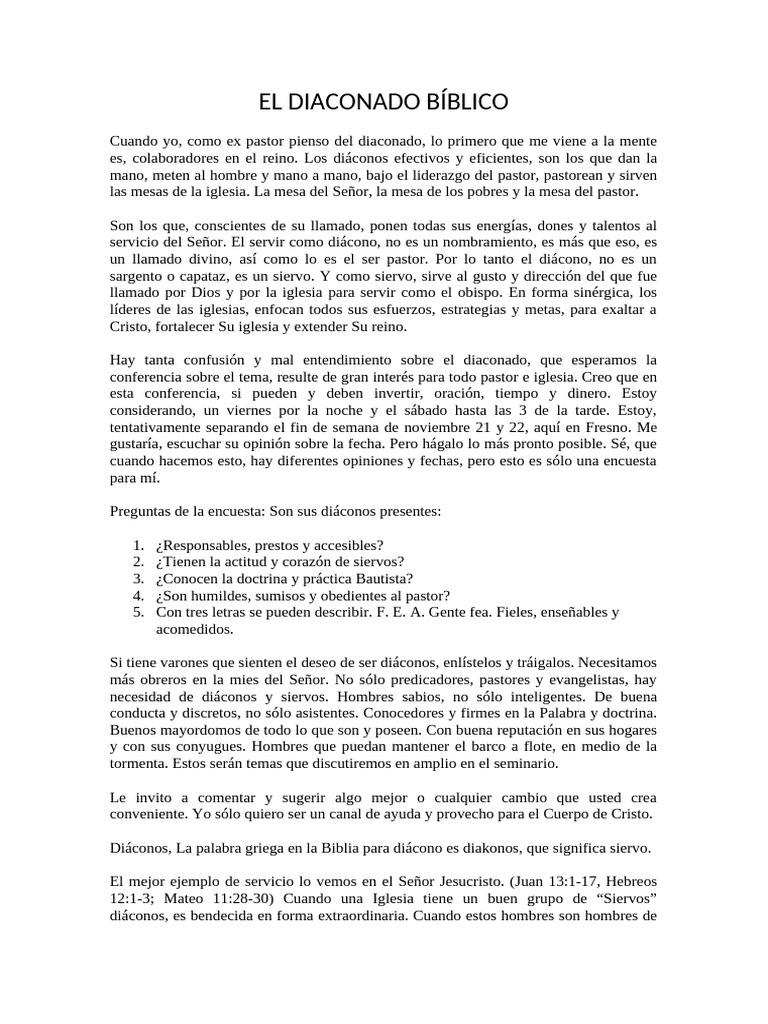 Importancia del Diaconado en la Iglesia | PDF | Diácono | Iglesia cristiana