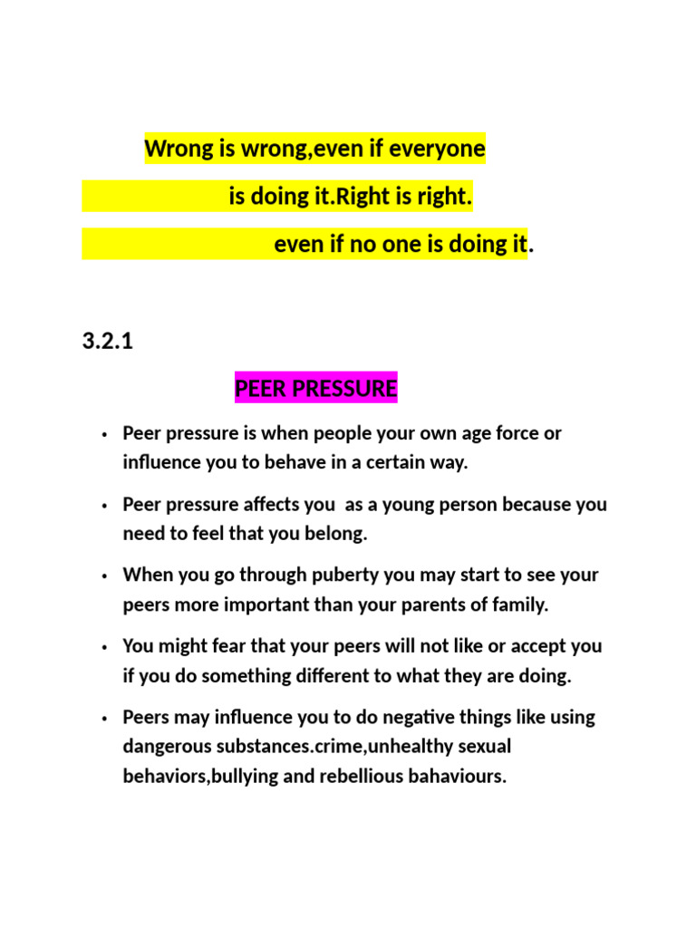Understanding Peer Pressure Effects | PDF
