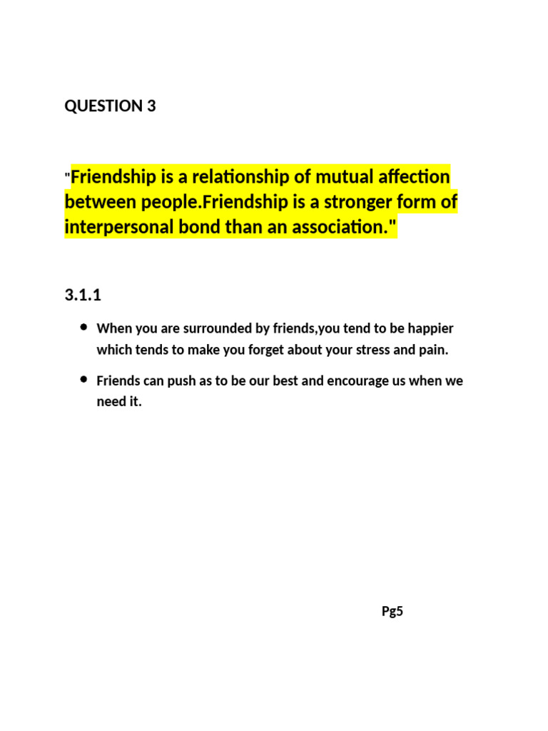 Friendship Is A Relationship of Mutual Affection Between People ...