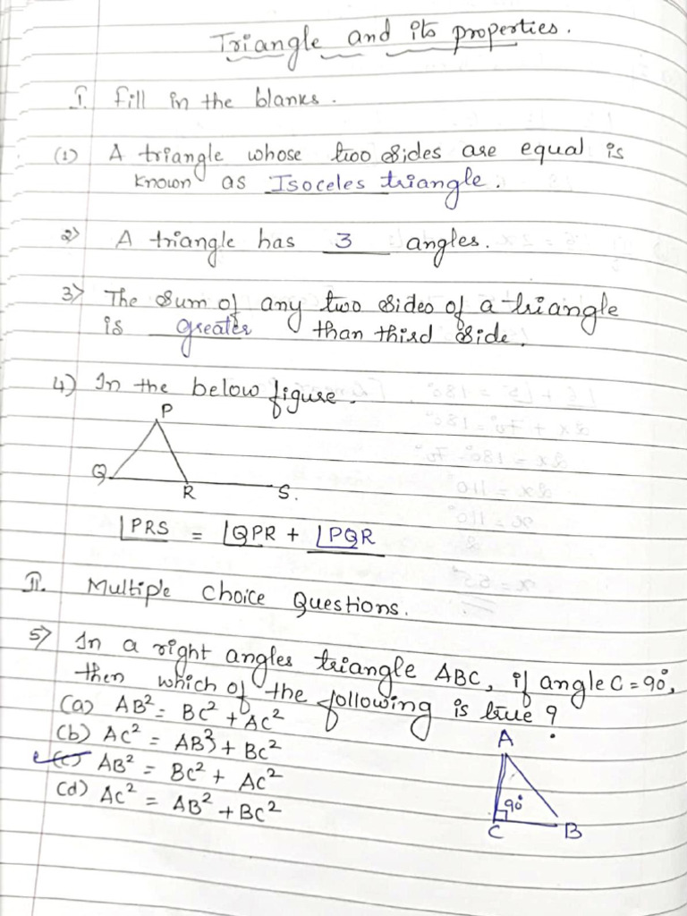 Triangle and Its Properties Answer Key | PDF