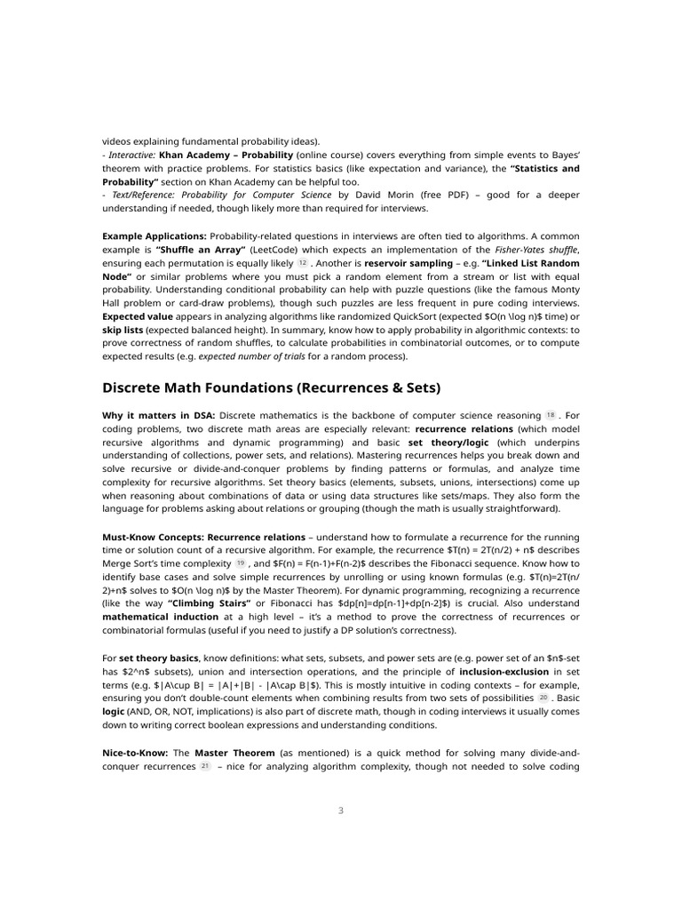 Math Roadmap For Leetcode Style Coding Pdf Recurrence Relation Set Mathematics