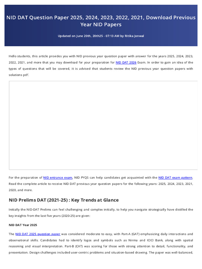 NID DAT Previous Year Papers Download | PDF | Psychological Concepts ...