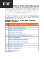 Class 11 Physics Chapters (Part I and Part II) | PDF