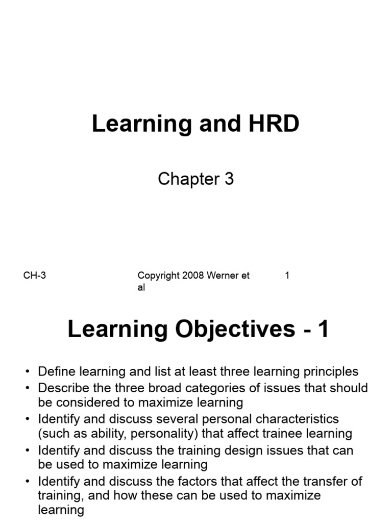 Ch3 - Learning and HRD | PDF | Learning | Learning Styles