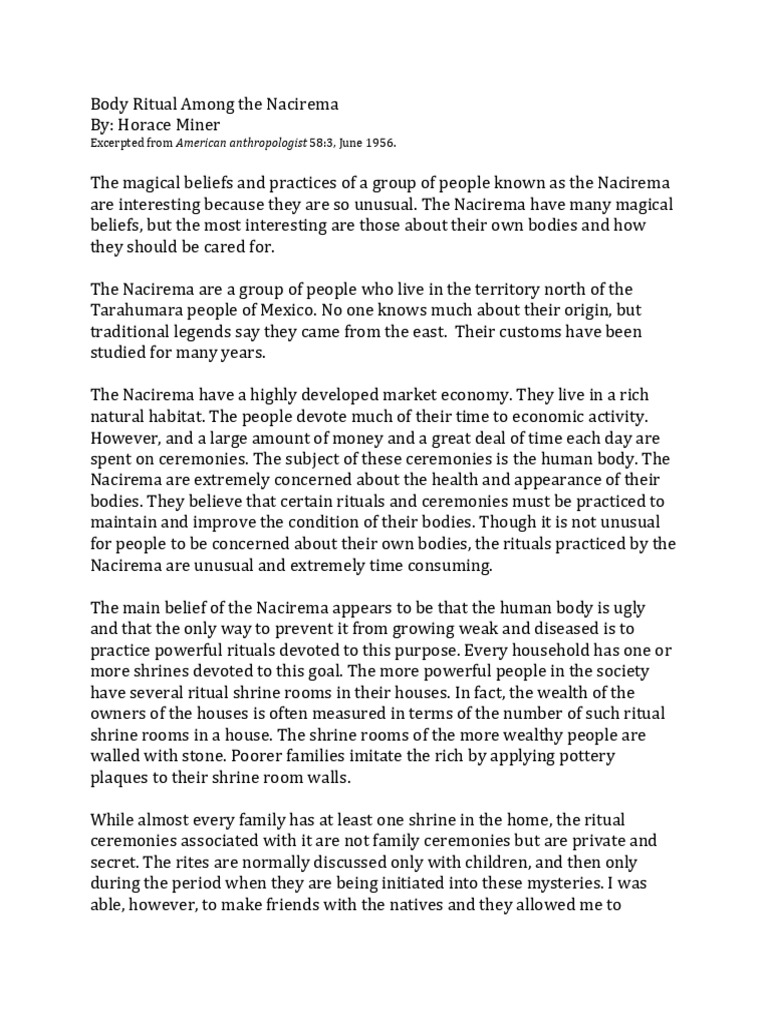 Body Ritual Among The Nacirema | PDF