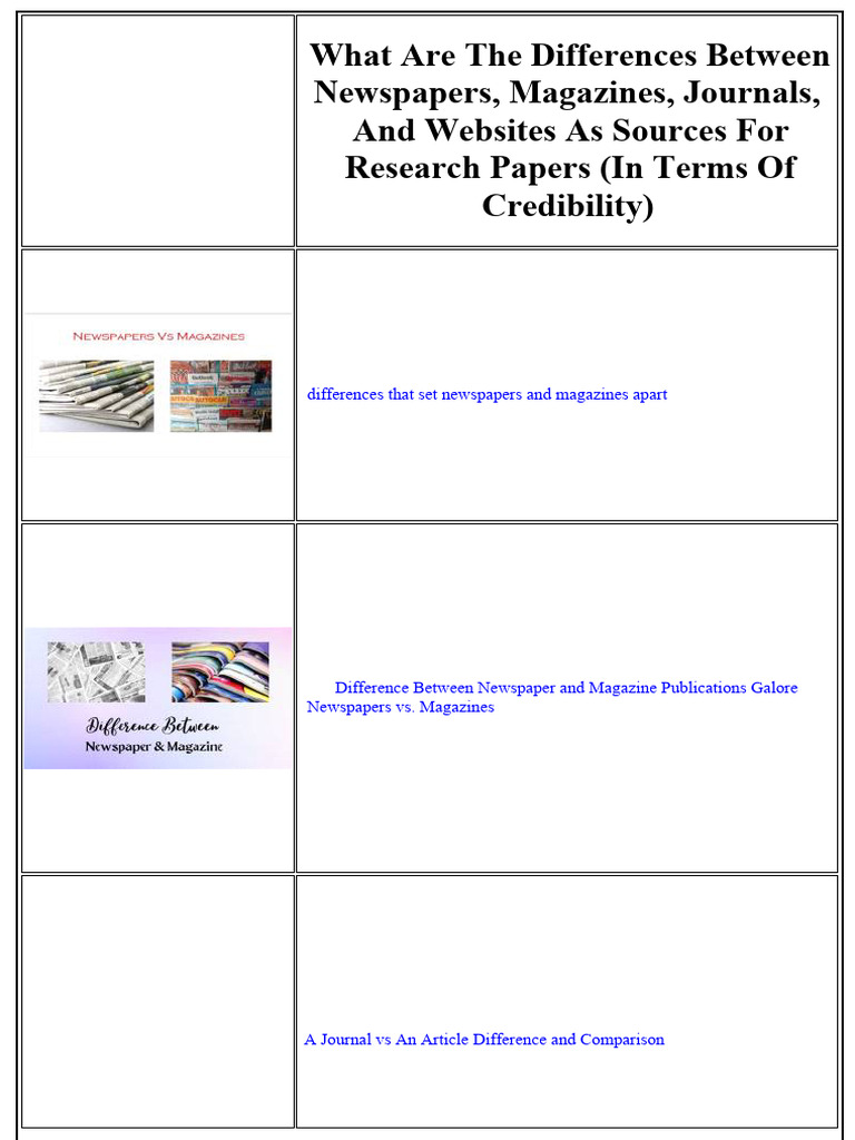 What Are the Differences Between Newspapers Magazines Journals and ...